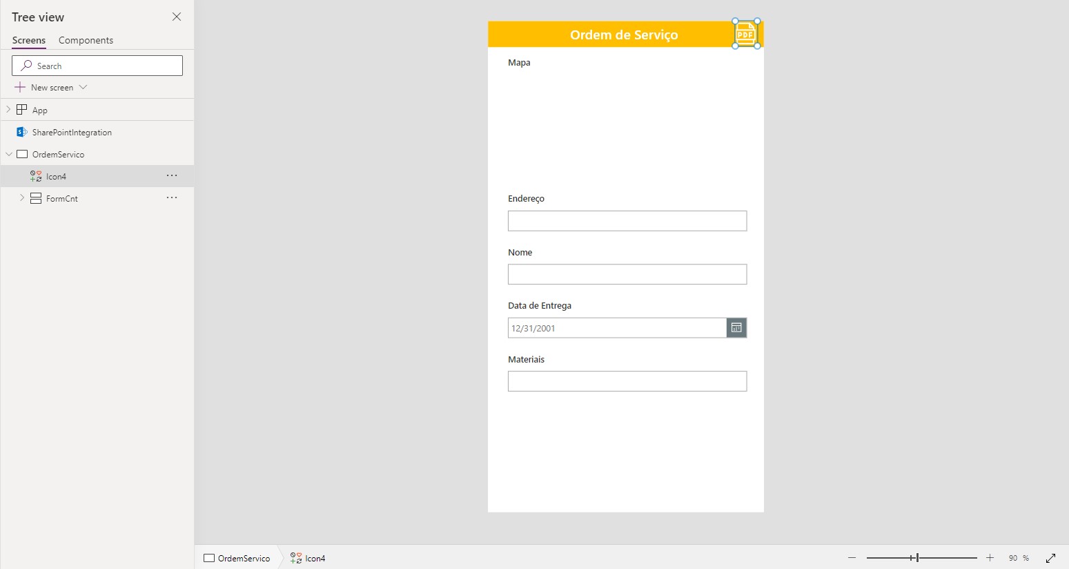 Função PDF do Power Apps: criar, visualizar e baixar PDF